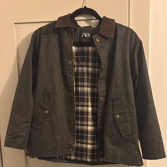 Zara | Jackets & Coats | Zara Brown Military Field Jacket With Plaid ...